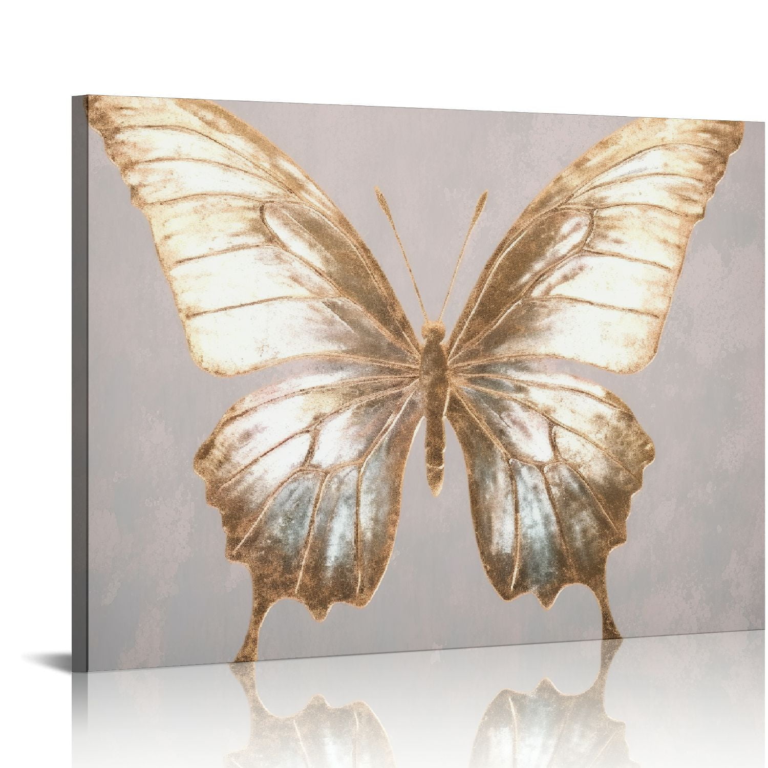 Nawypu Animals Wall Art Canvas Prints 'Golden Butterfly Glimmer ...