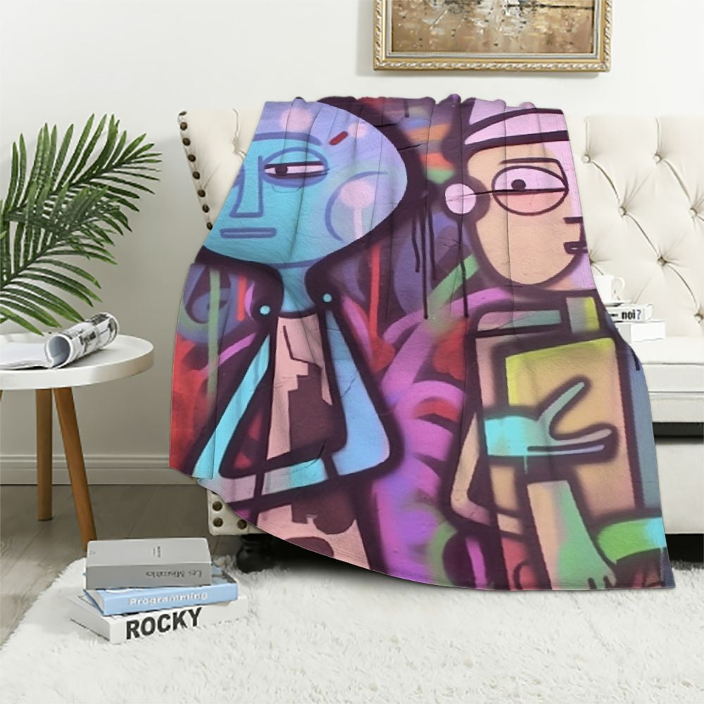 Nawypu Anime Blanket - Quirky Abstract Cartoon Characters - Cozy ...