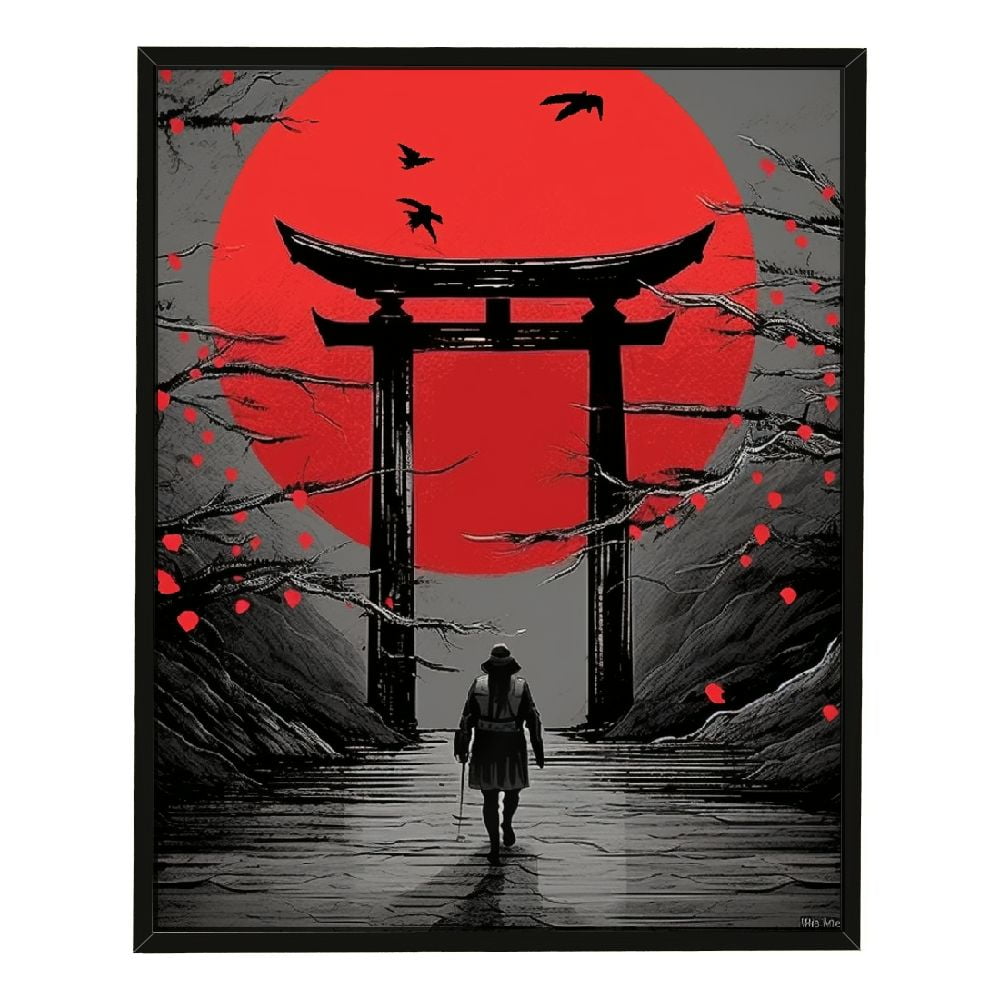 Nawypu Armored Samurai Canvas Wall Art Torii Canvas Painting For Wall ...