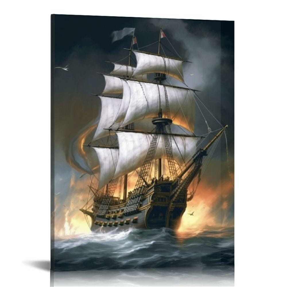 Nawypu Art Posters Pirate Ship Sailing Poster Aesthetic Posters Canvas ...