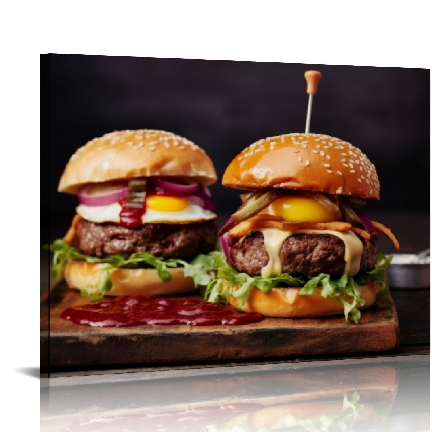 Nawypu Art Wall Painting homemade beef burgers vintage wooden Photos ...