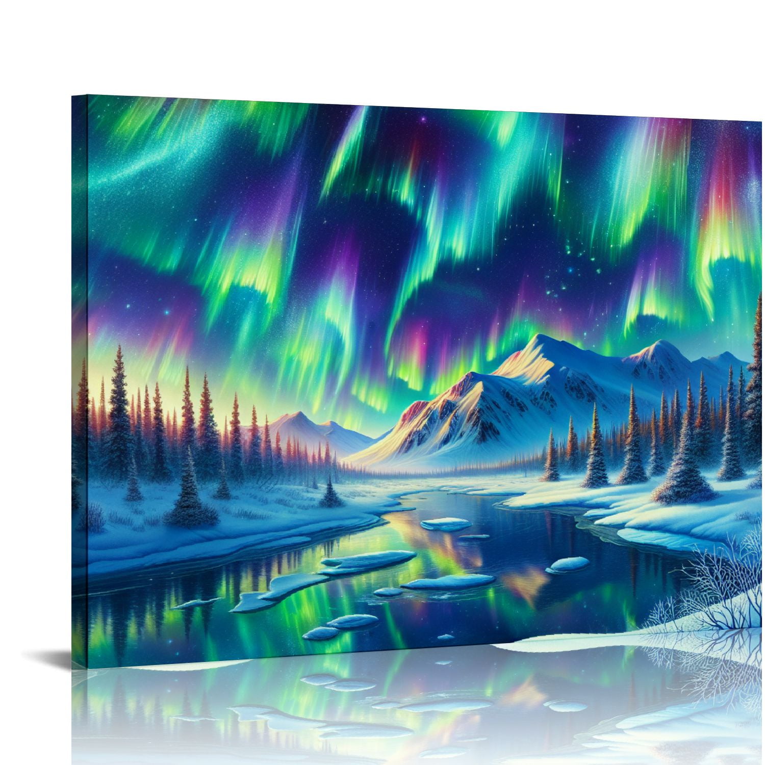 Nawypu Aurora Borealis Canvas Northern Lights Wall Art Picture Alaska ...