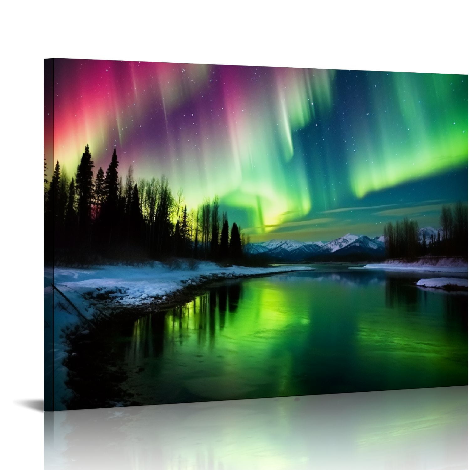 Nawypu Aurora Borealis Canvas Northern Lights Wall Art Picture Alaska Farmhouse Canvas Art ...