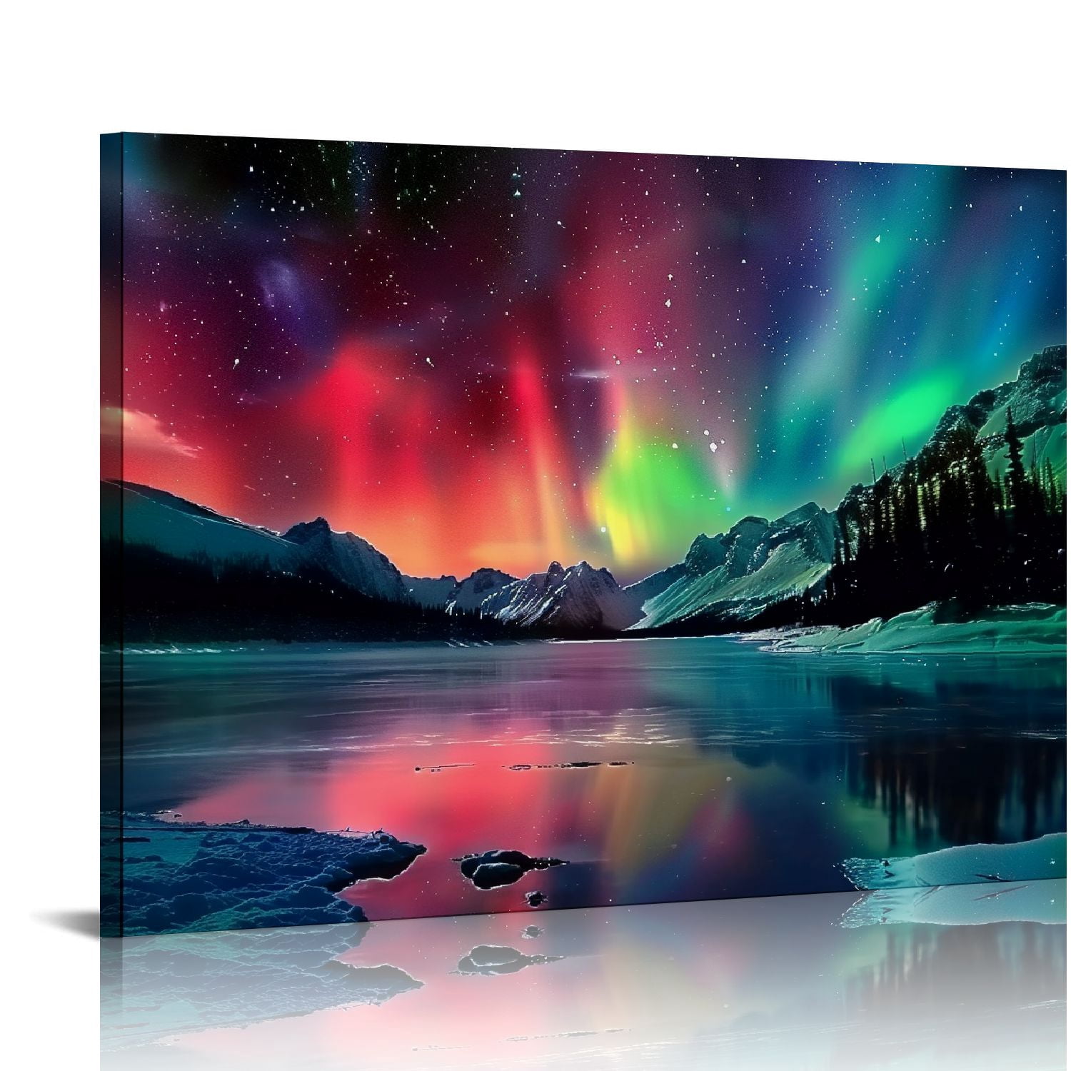 Nawypu Aurora Borealis Canvas Wall Art, Colorful Aurora Poster Print ...