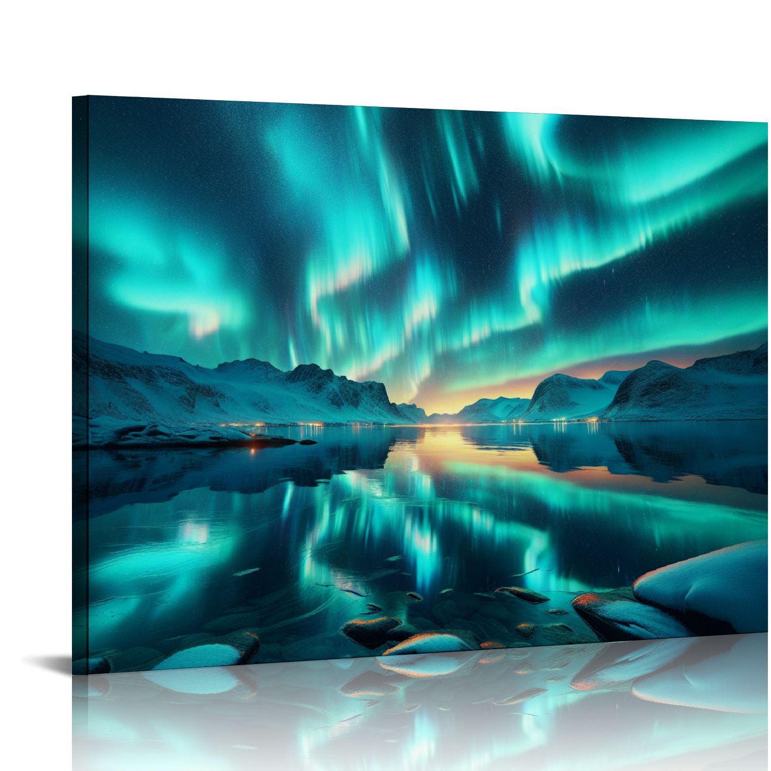 Nawypu Aurora Borealis Canvas Wall Art Northern Lights Picture for ...
