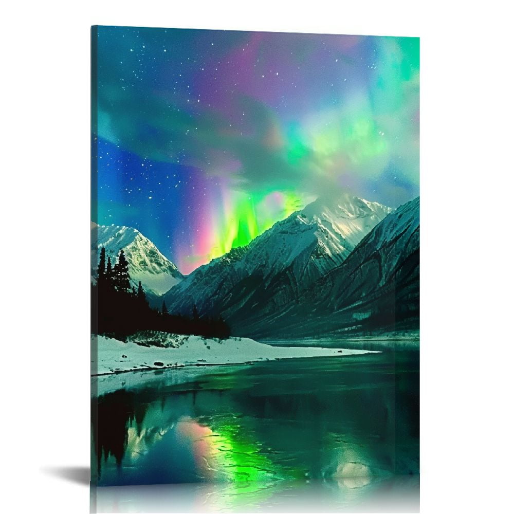 Nawypu Aurora Borealis Canvas Wall Art Northern Lights Canvas Print ...
