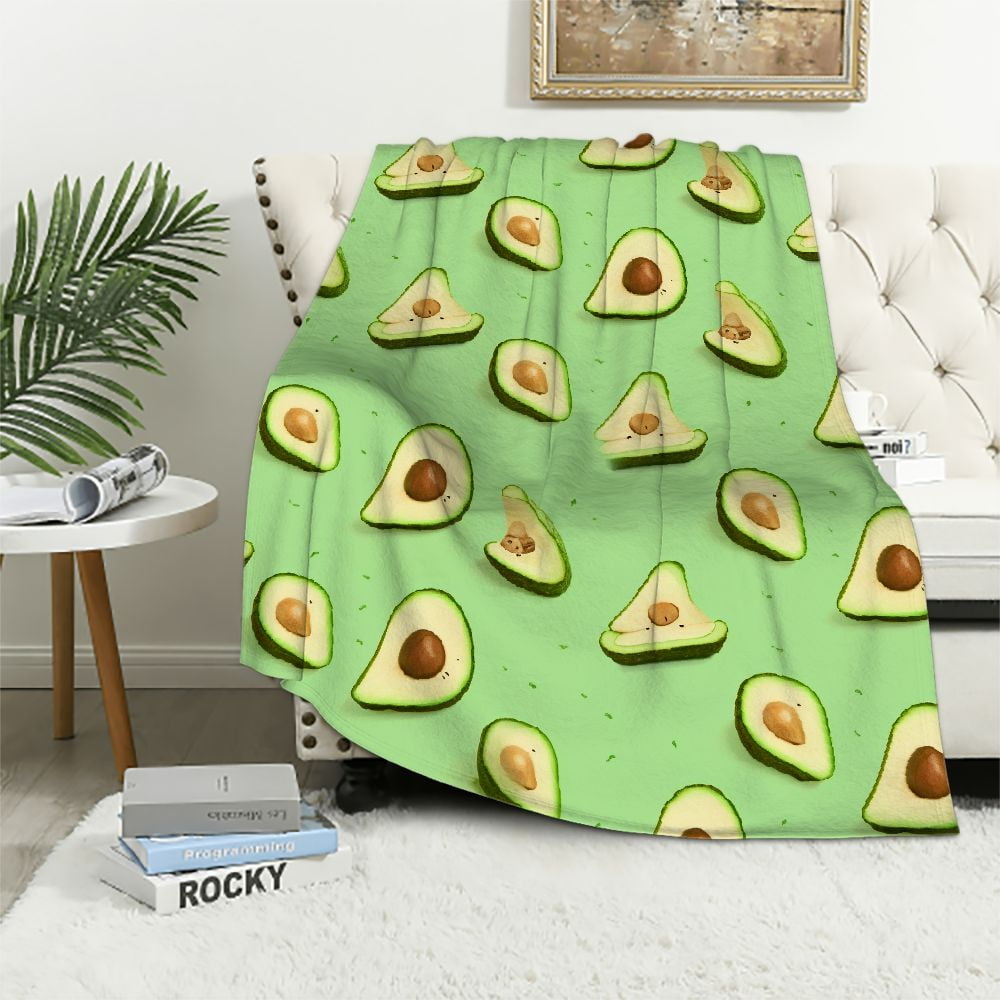 Nawypu Avocado Blanket Cute Cartoon Avocado Toast Throw Blanket Avocado in Fitness Throws ...