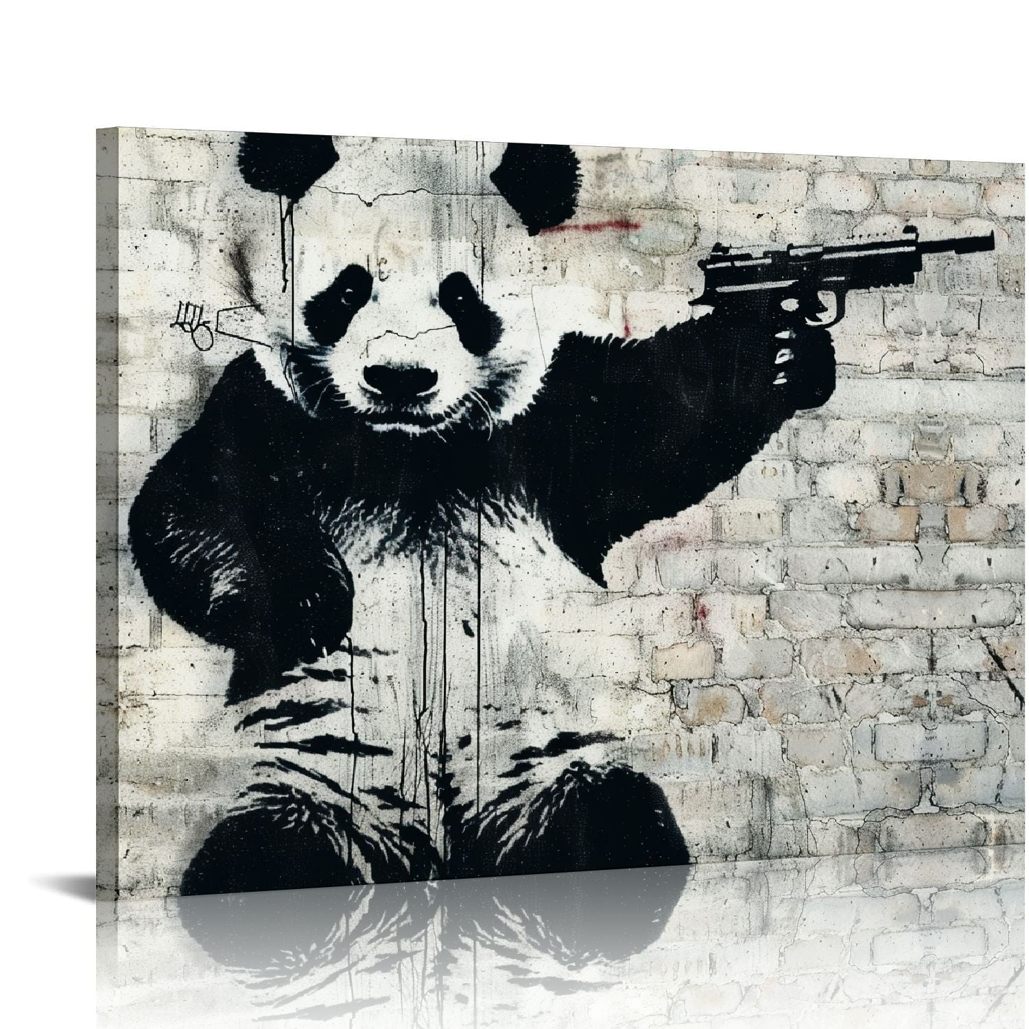 Nawypu Banksy Canvas Print Wall Art - Panda with Guns Graffiti & Street ...