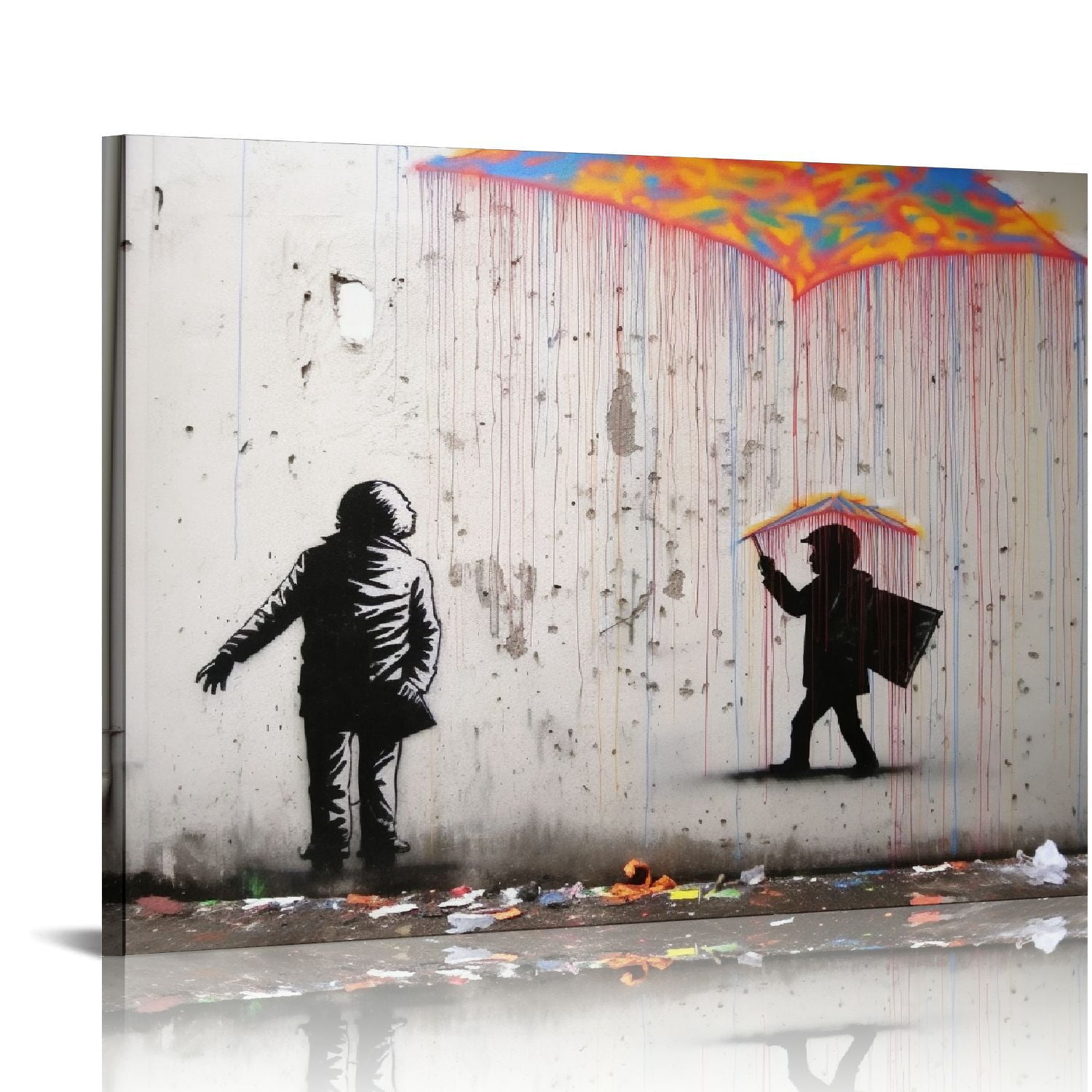 Nawypu Banksy Wall Art Canvas, Colorful Rain Picture, Graffiti Poster ...