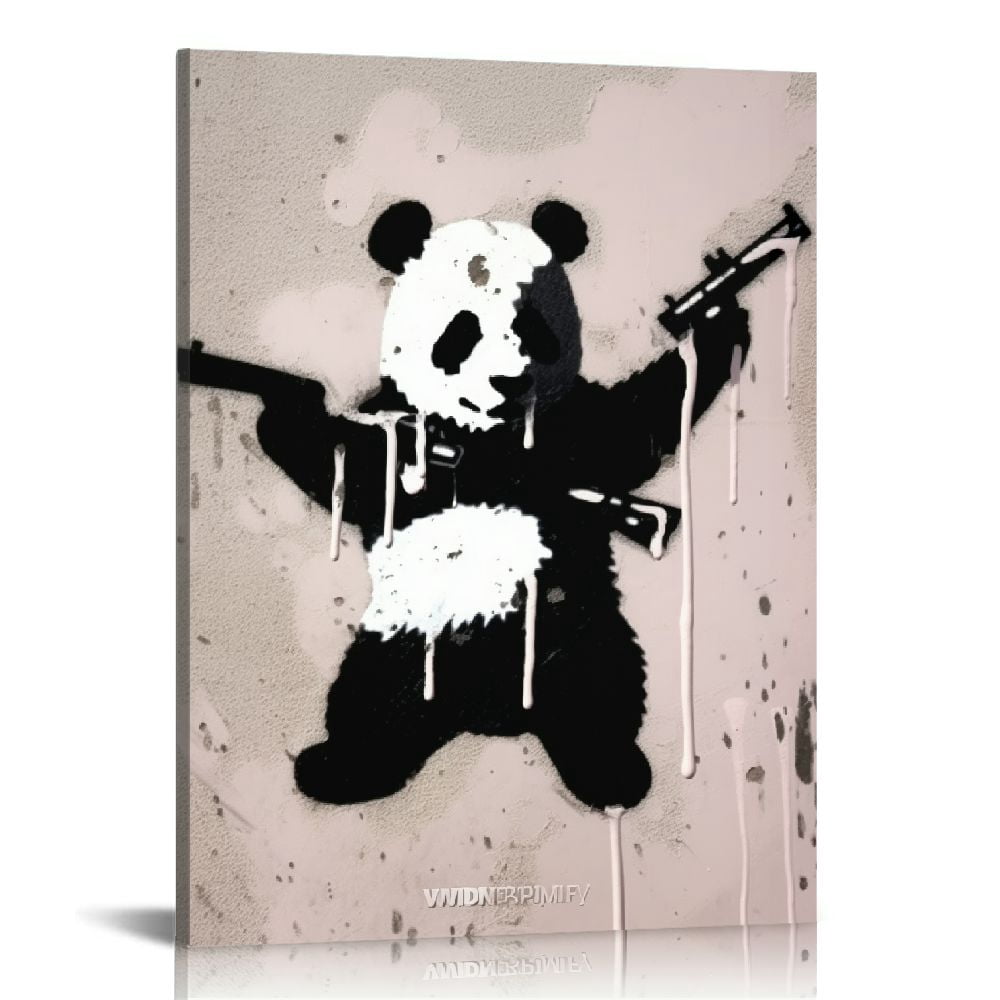 Nawypu Banksy Wall Art Poster-Banksy Panda with Handguns- Cool Wall ...