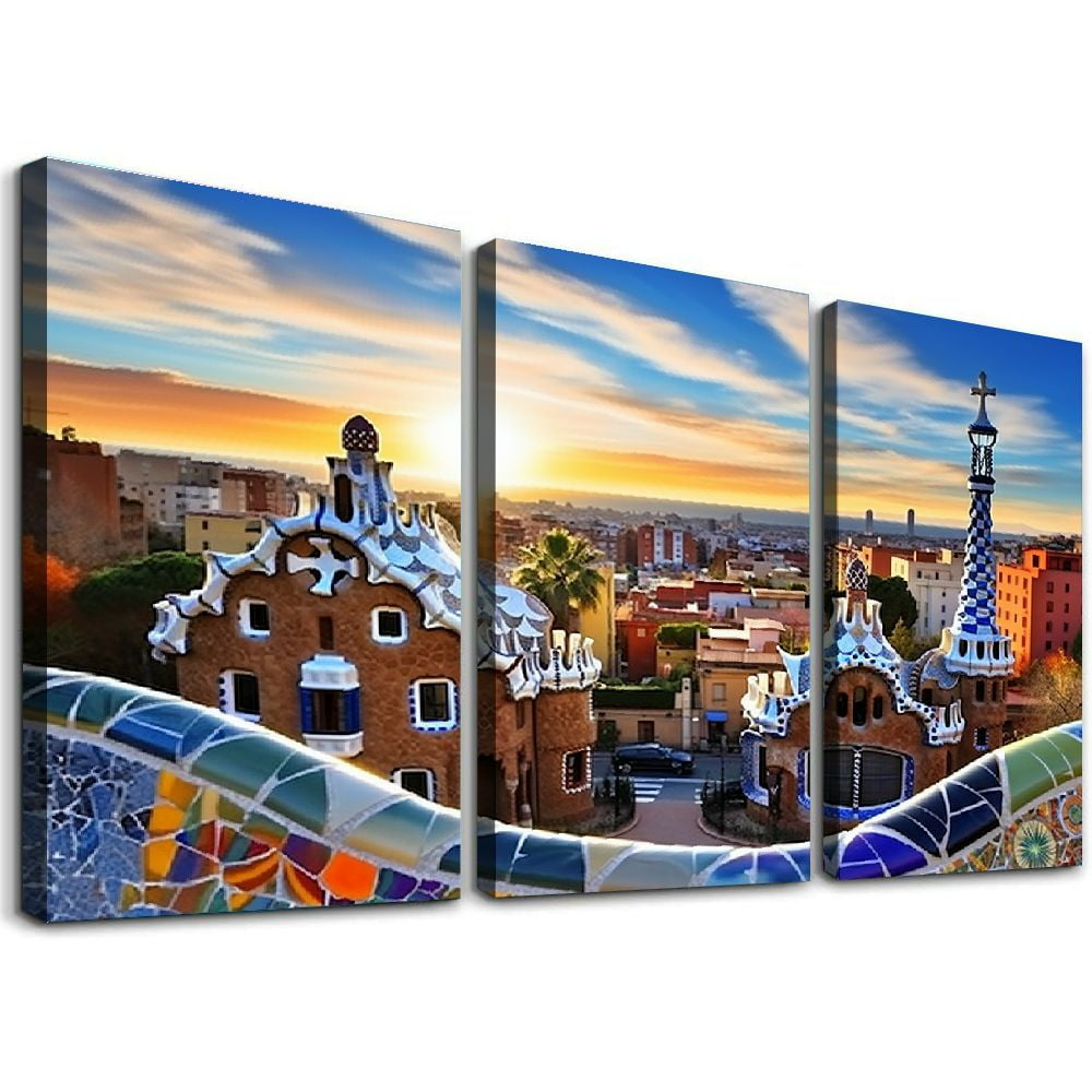 Nawypu Barcelona Spain Park Gaudi Canvas Poster Wall Art Decor Print ...