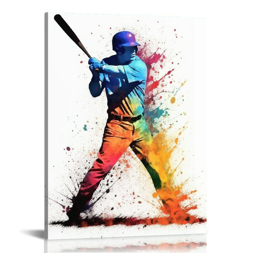 Nawypu Baseball Player Sport Abstract Wall Art Print, Ideal for Lovers ...