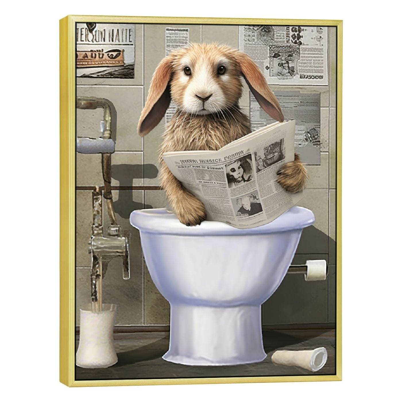 Nawypu Bathroom Rabbit Wall Art Funny Rabbit Pictures Wall Decor Bunny ...