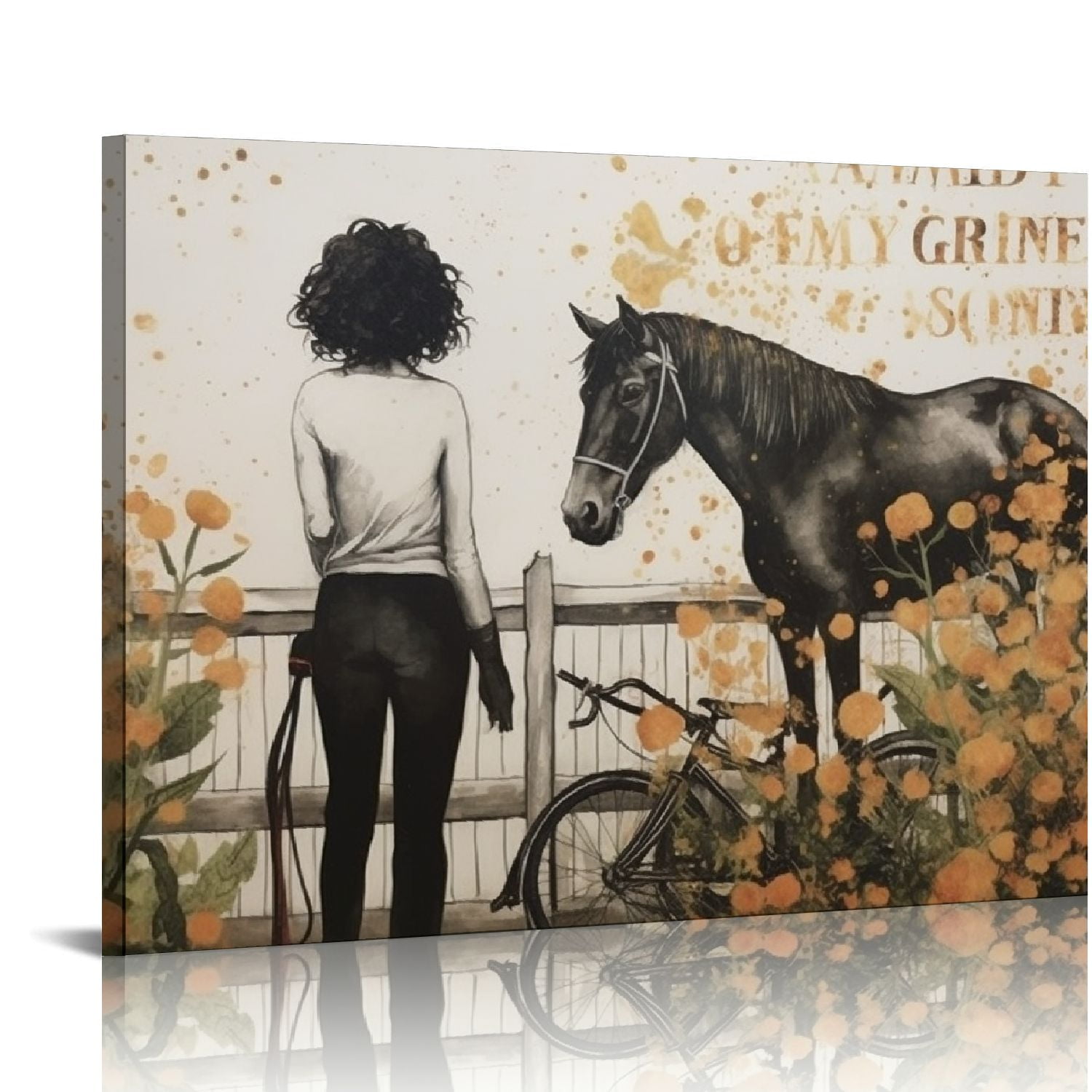 Nawypu Bathroom Wall Art Horse And Girl Inspirational Wall Art ...
