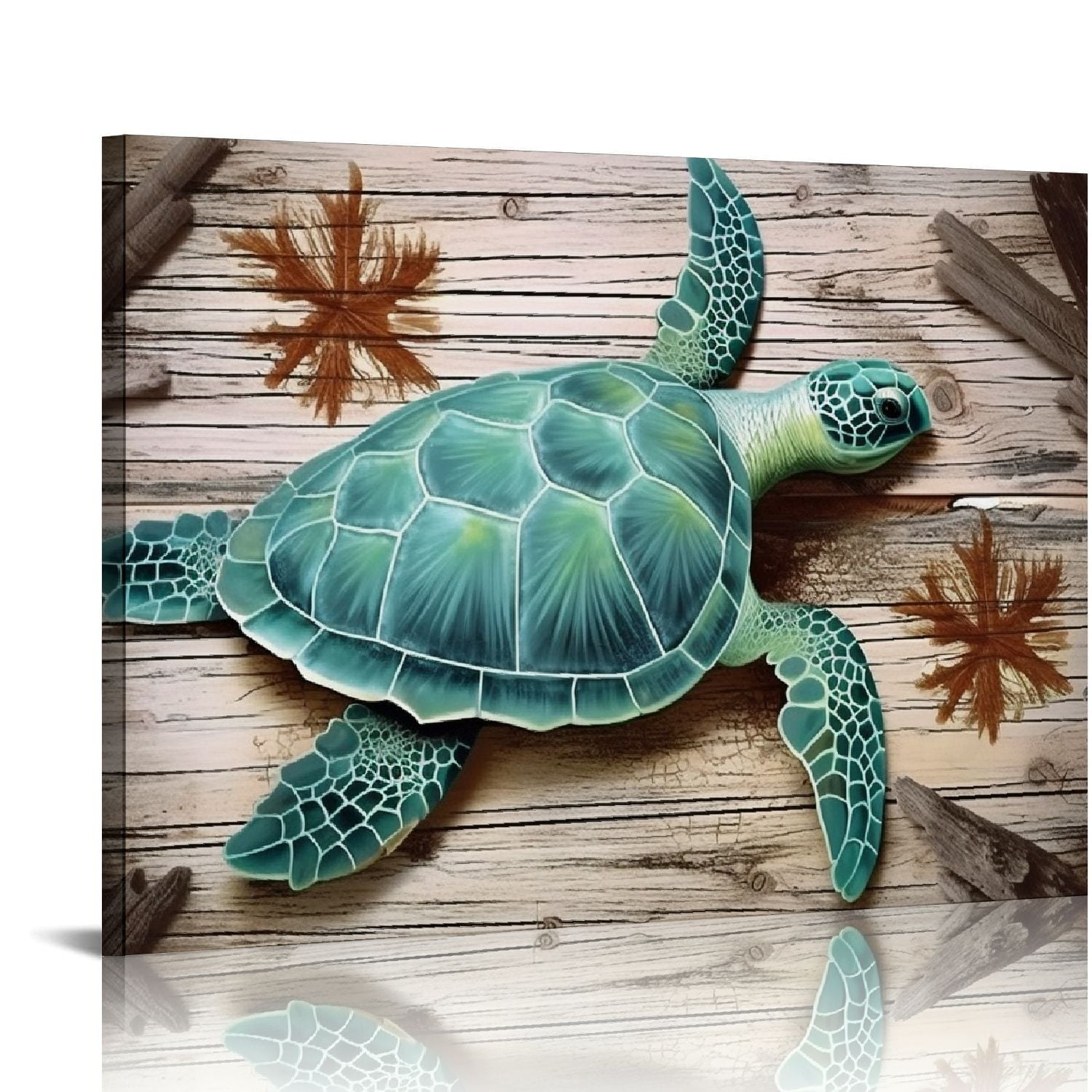 Nawypu Bathroom Wall Decor Ocean Sea Wall Art Green Turtle Pictures ...