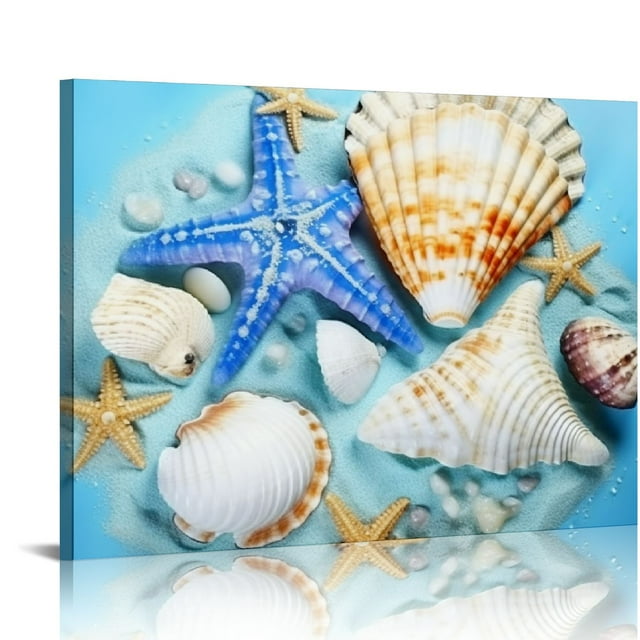 Nawypu Beach Bathroom Decor Rustic Seashell Starfish Wall Decor Beach ...