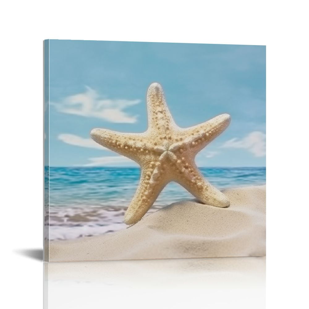 Nawypu Beach Canvas Wall Art Starfish: Beach Pictures Seashell Wall ...