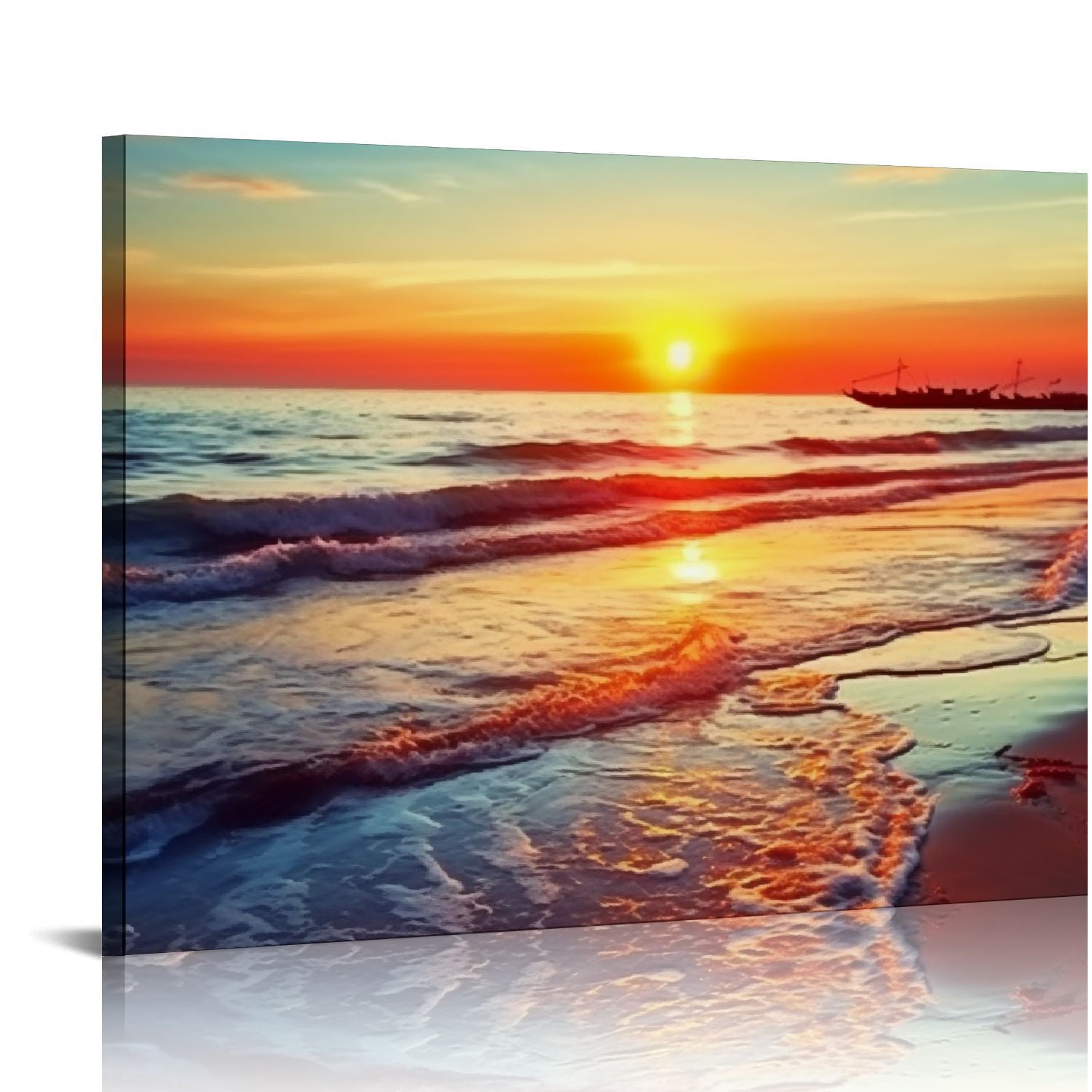 Nawypu Beach Sunset Wall Art Beach Canvas Sea Sunset Sunset Beach Wall ...