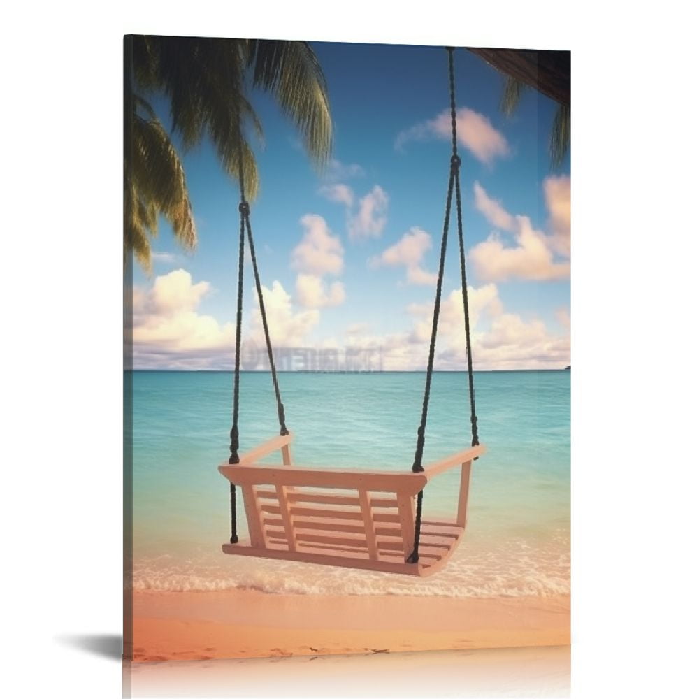 Nawypu Beach Swing Relaxing Shore View Canvas Wall Art - Walmart.com