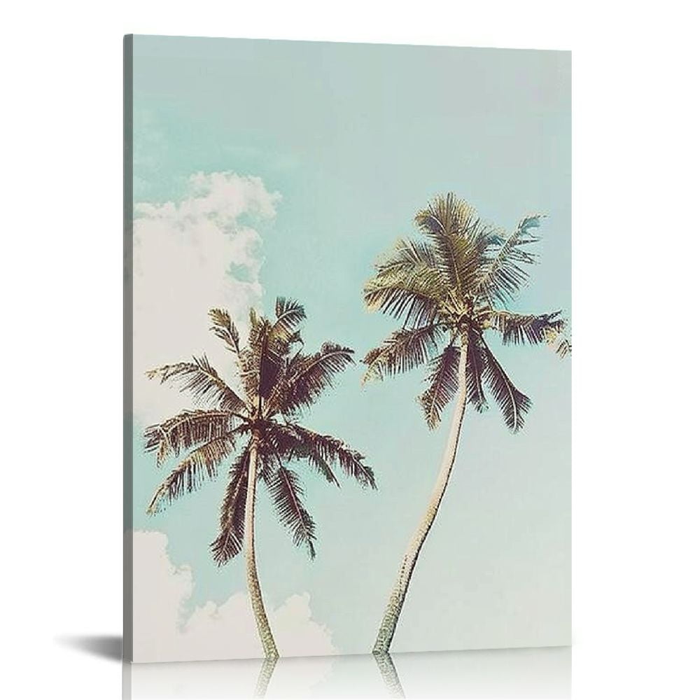Nawypu Beach Themed Photography Prints, Coastal Palm Trees Waves Ocean Wall Art Decor Poster ...