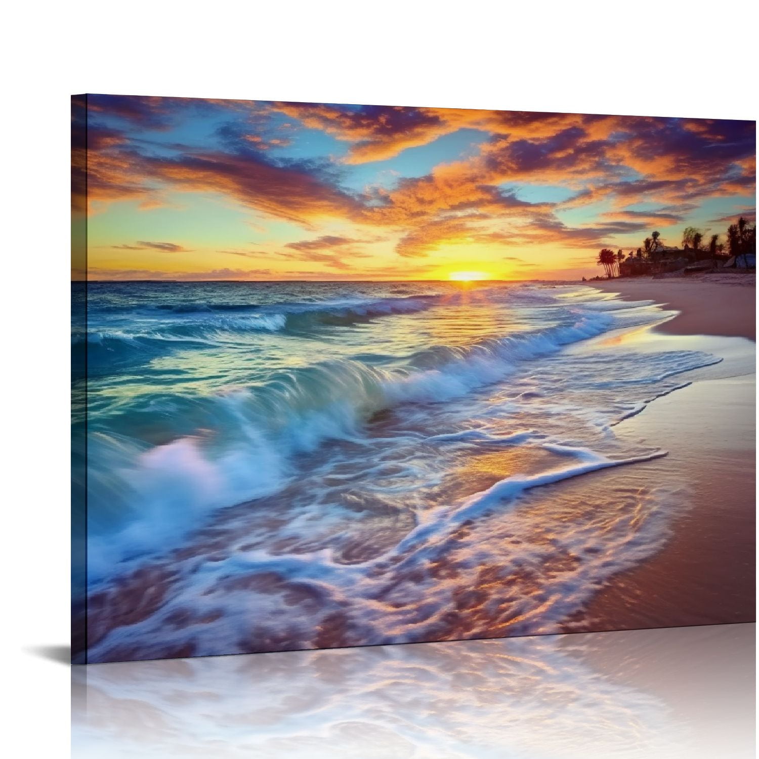 Nawypu Beach landscape Canvas Wall Art - Bathroom Wall Decor Ocean Sea ...