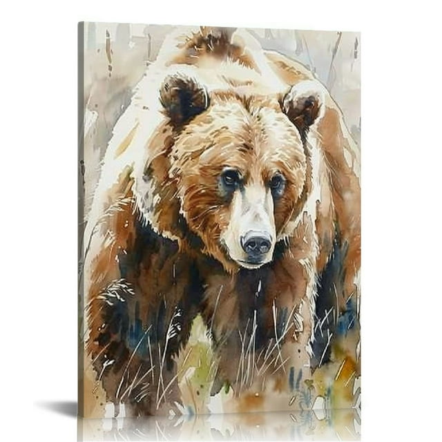 Nawypu Bear Art Wall Decor Rustic Woodland Bears Paintings Canvas Decor ...