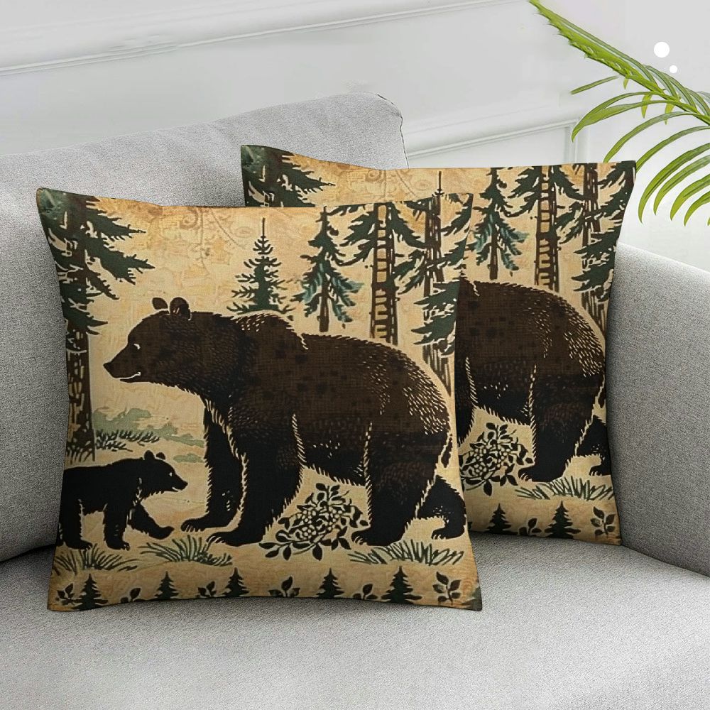 Nawypu Bear Throw Pillow Covers Set of 2 Soft Wild Animal Cushion ...