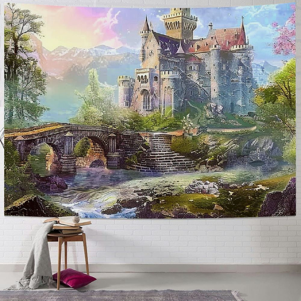 Nawypu Beautiful Castle Backdrop Tapestry,Washable Dreamy Princess ...