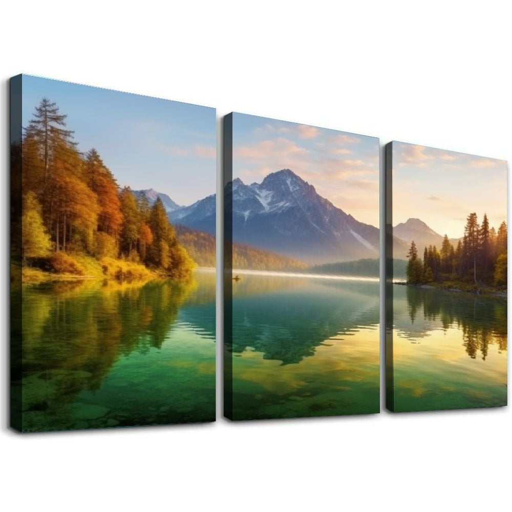 Nawypu Beautiful Lake Mountain Range Sunrise Sunset Landscape Canvas ...