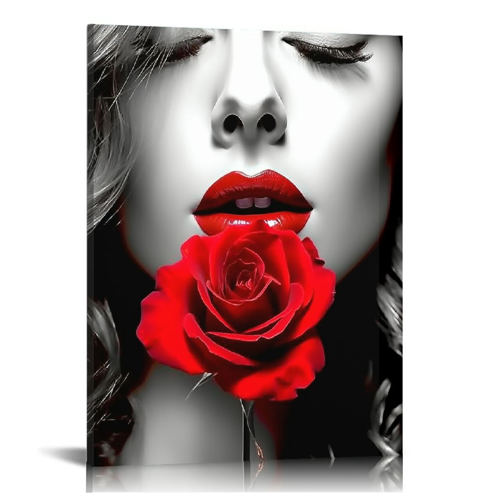 Nawypu Bedroom Decor for Women Black and White Sexy Red Lips and Red ...