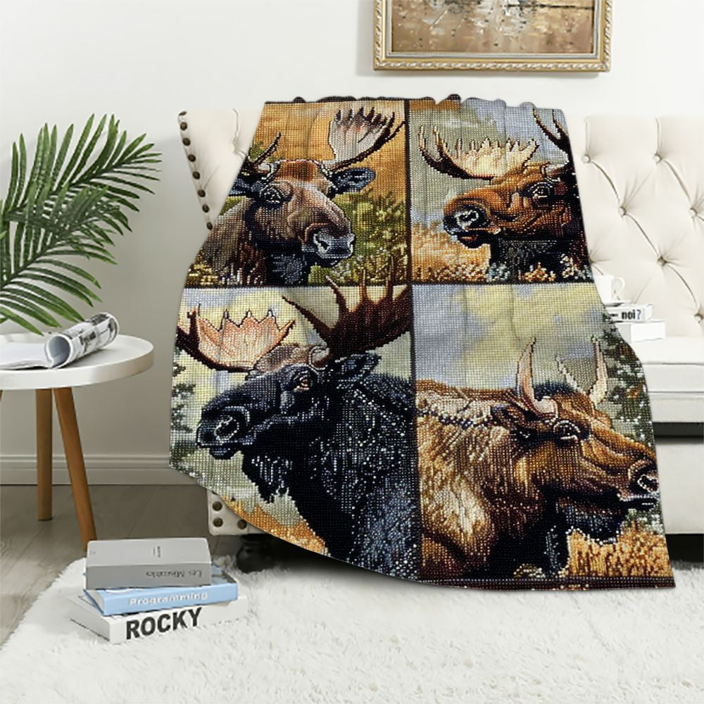 Nawypu Big Game Heads Blanket Bear Bison Elk Deer Wildlife Lodge Cabin ...