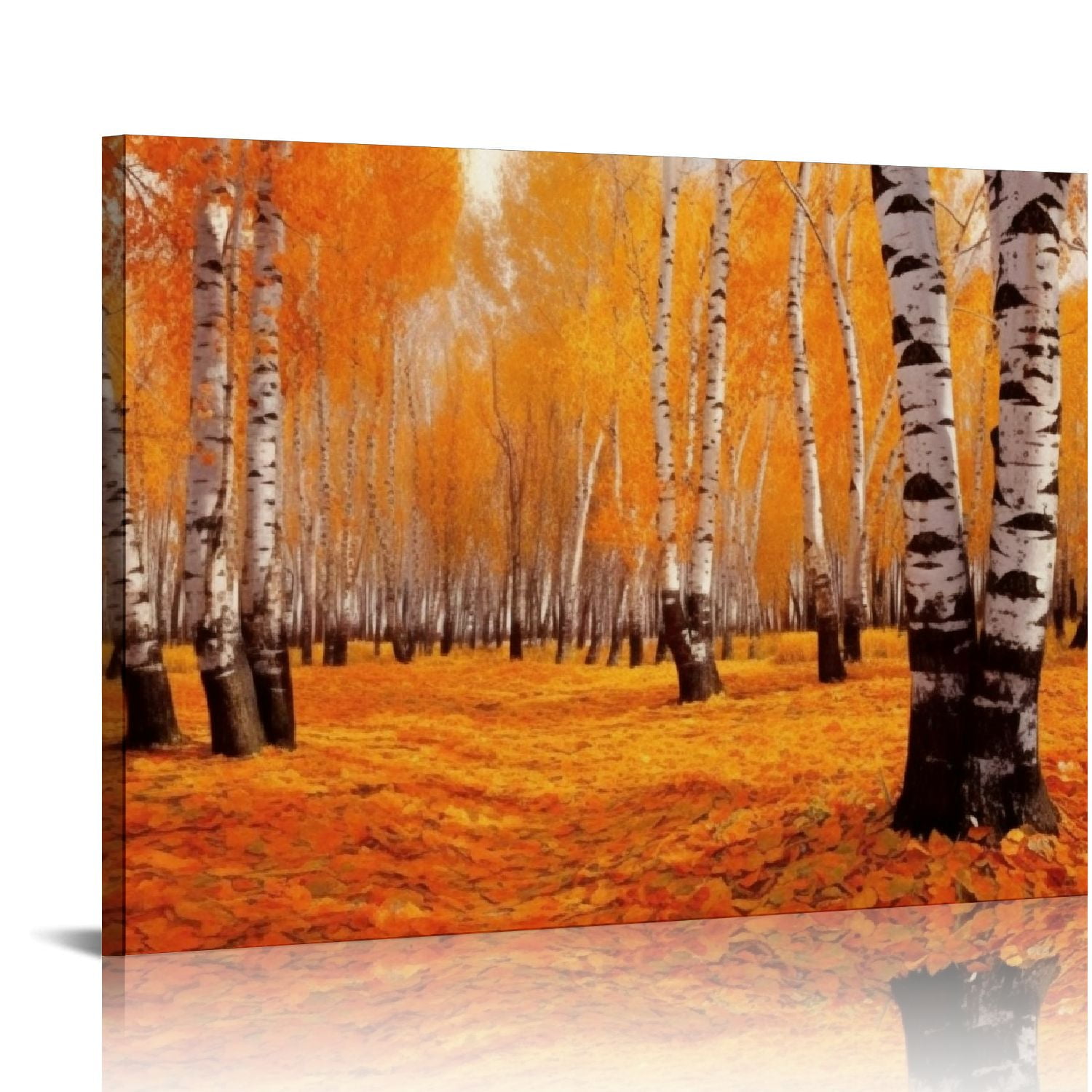 Nawypu Birch Tree Canvas Wall Art, Fall Forest Landscape Wall Art ...