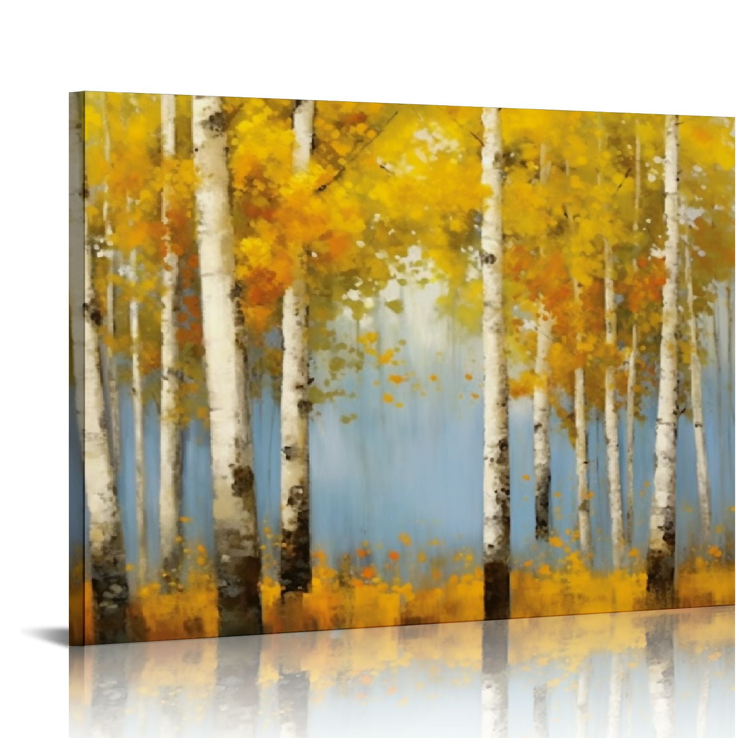 Nawypu Birch Tree Forest Wall Art Decor Autumn Fall Yellow Modern ...