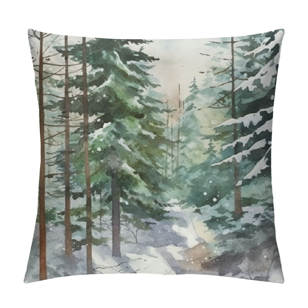 JEUXUS Birch Tree Pillow Covers Decorative Watercolor Mountain Pillow ...