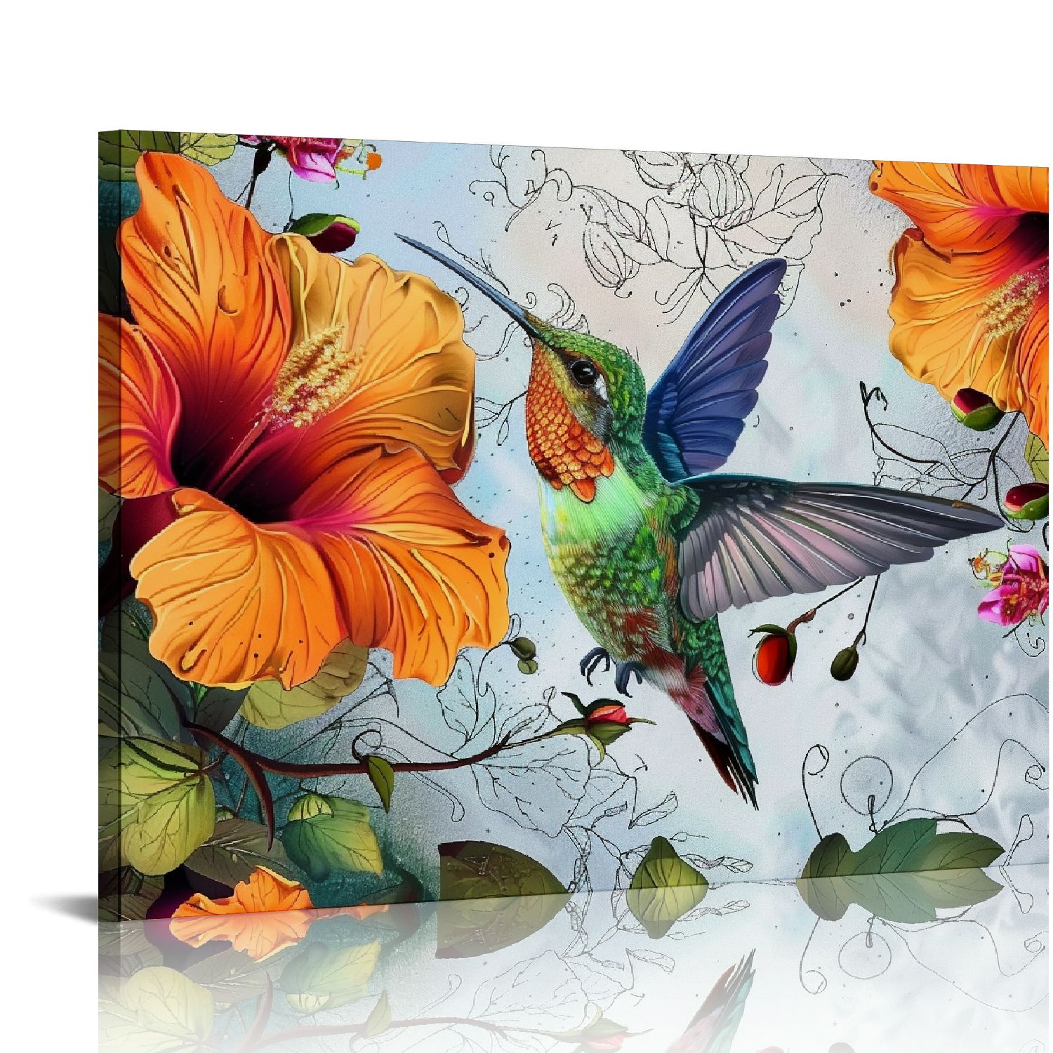 Nawypu Bird Painting Art Prints Abstract Hummingbird with Hawaii ...