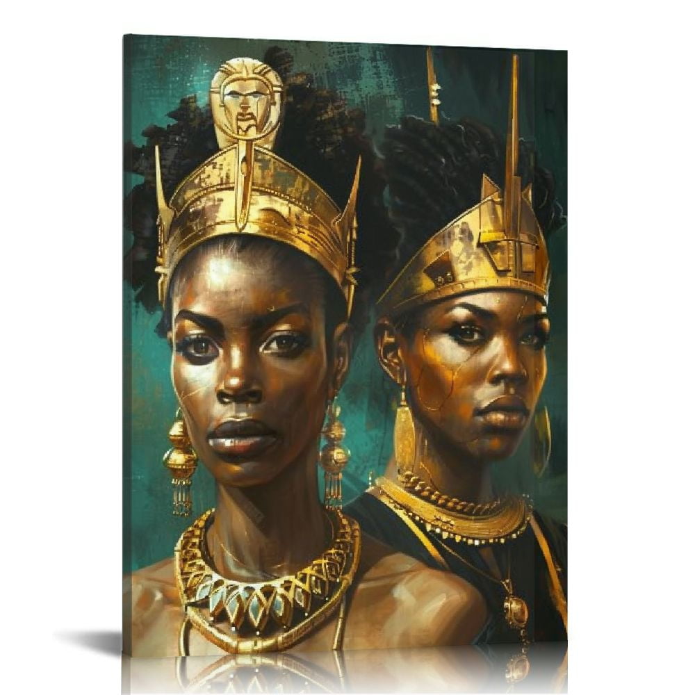Nawypu Black Afro African American Wall Art King and Queen Poster Crown Canvas Painting Modern ...