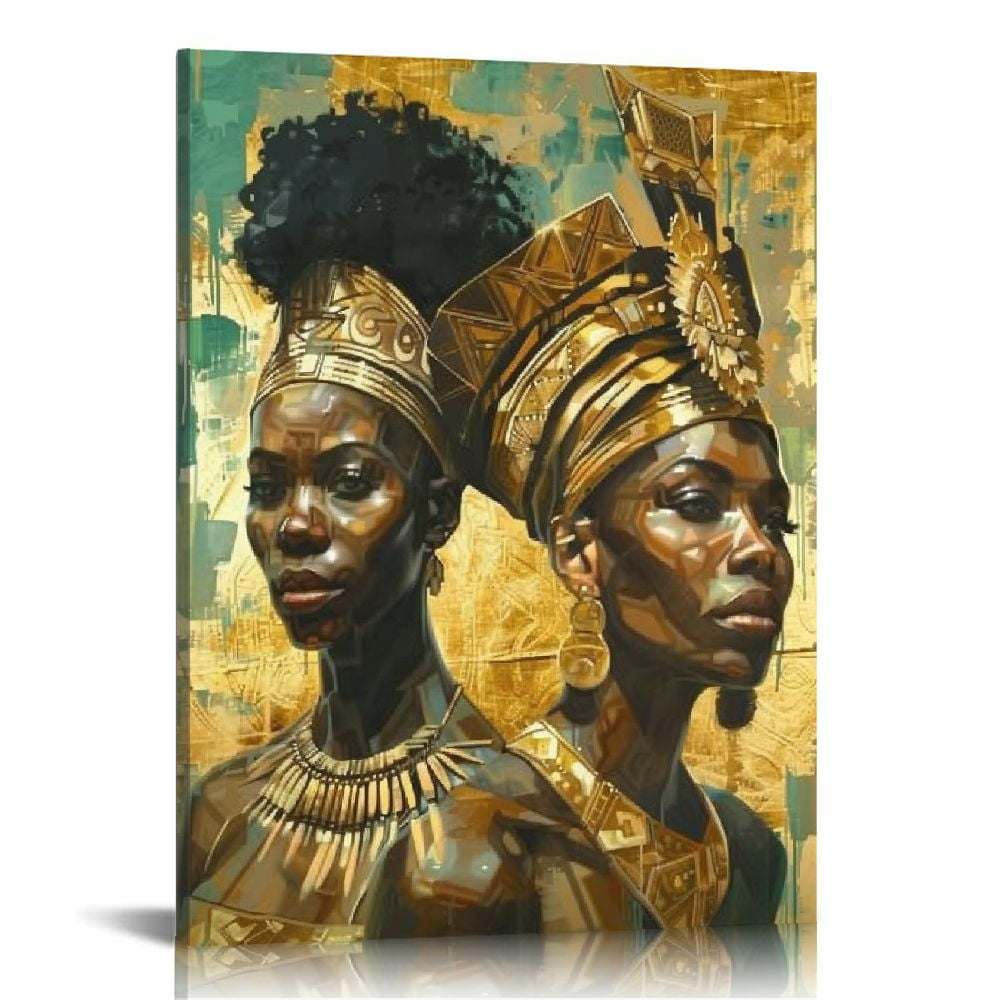 Nawypu Black Afro African American Wall Art King and Queen Poster Crown Canvas Painting Modern ...