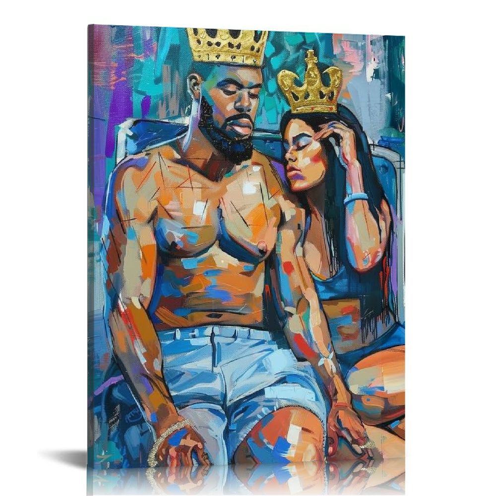 Awypu Black Aluminum Alloy Framed And Queen Wall Art King And Queen Wall Decor Black Art Wall ...