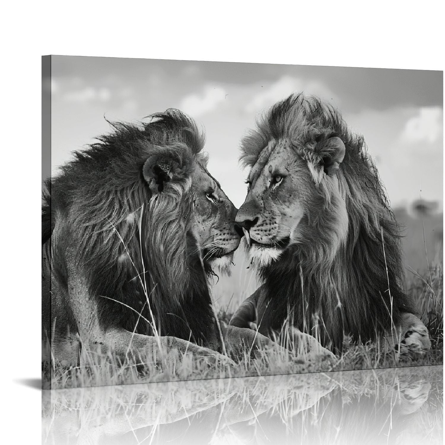 Nawypu Black And White Lions Canvas Painting Modern Abstract Wall Art ...