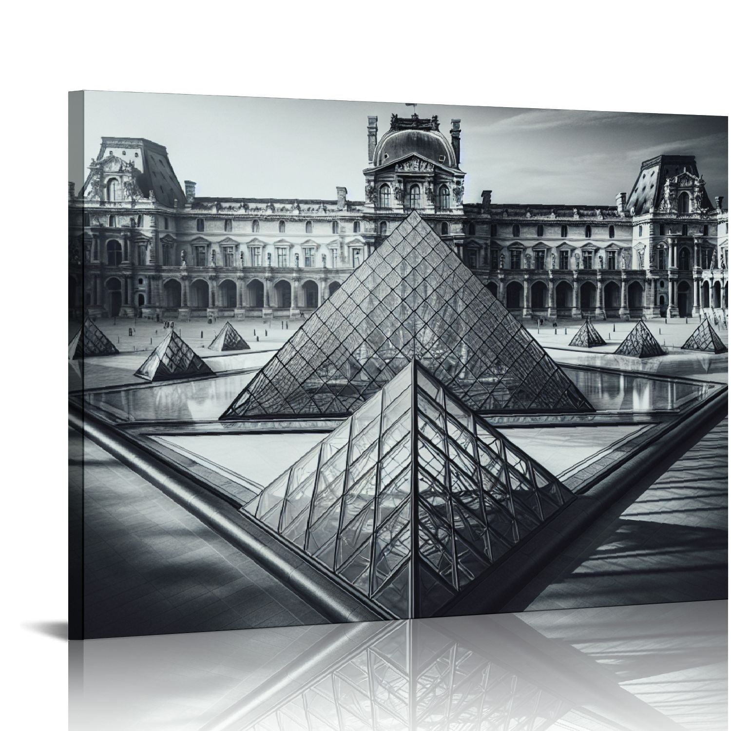 Nawypu Black And White Paris Prints Louvre Museum Architecture Wall Art ...