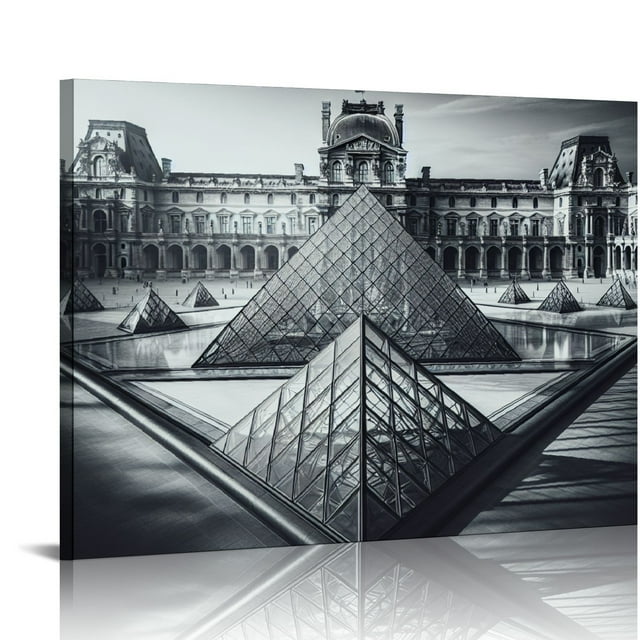 Nawypu Black And White Paris Prints Louvre Museum Architecture Wall Art ...