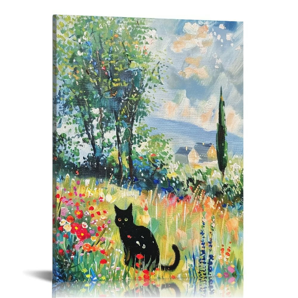 Nawypu Black Cat Gift for Women, Farmhouse Landscape Nature Wall Art ...
