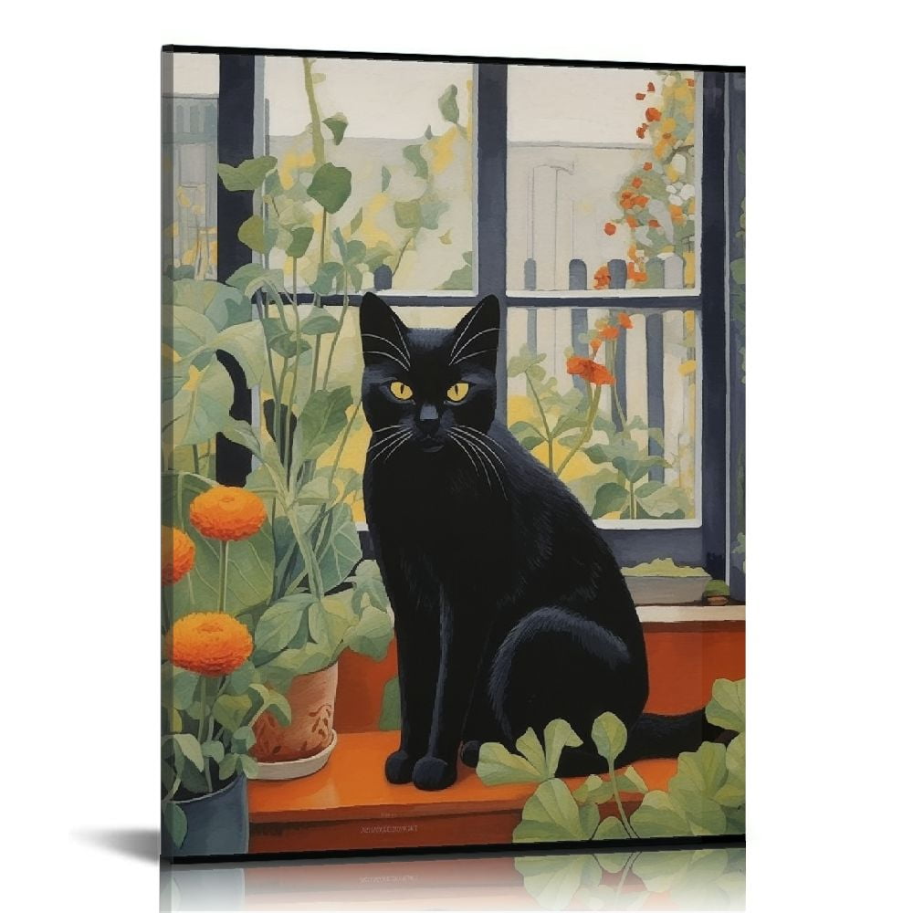 TIAOTIAOHOU Black Cat Wall Art, Funny Cat Wall Decor Print, Cat Wall ...