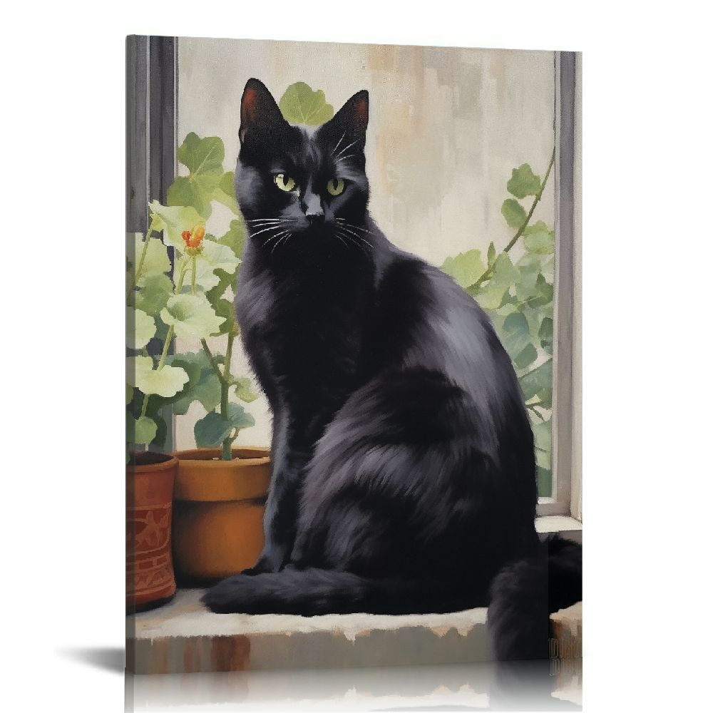 TIAOTIAOHOU Black Cat Wall Art, Funny Cat Wall Decor Print, Cat Wall ...