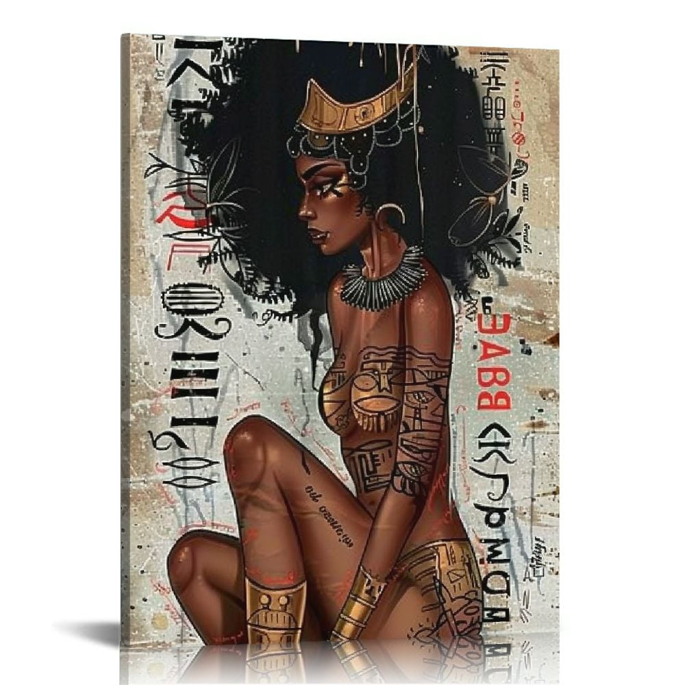 Nawypu Black Female African American Girl Poster Queen Canvas Painting Printing Wall Art Women ...