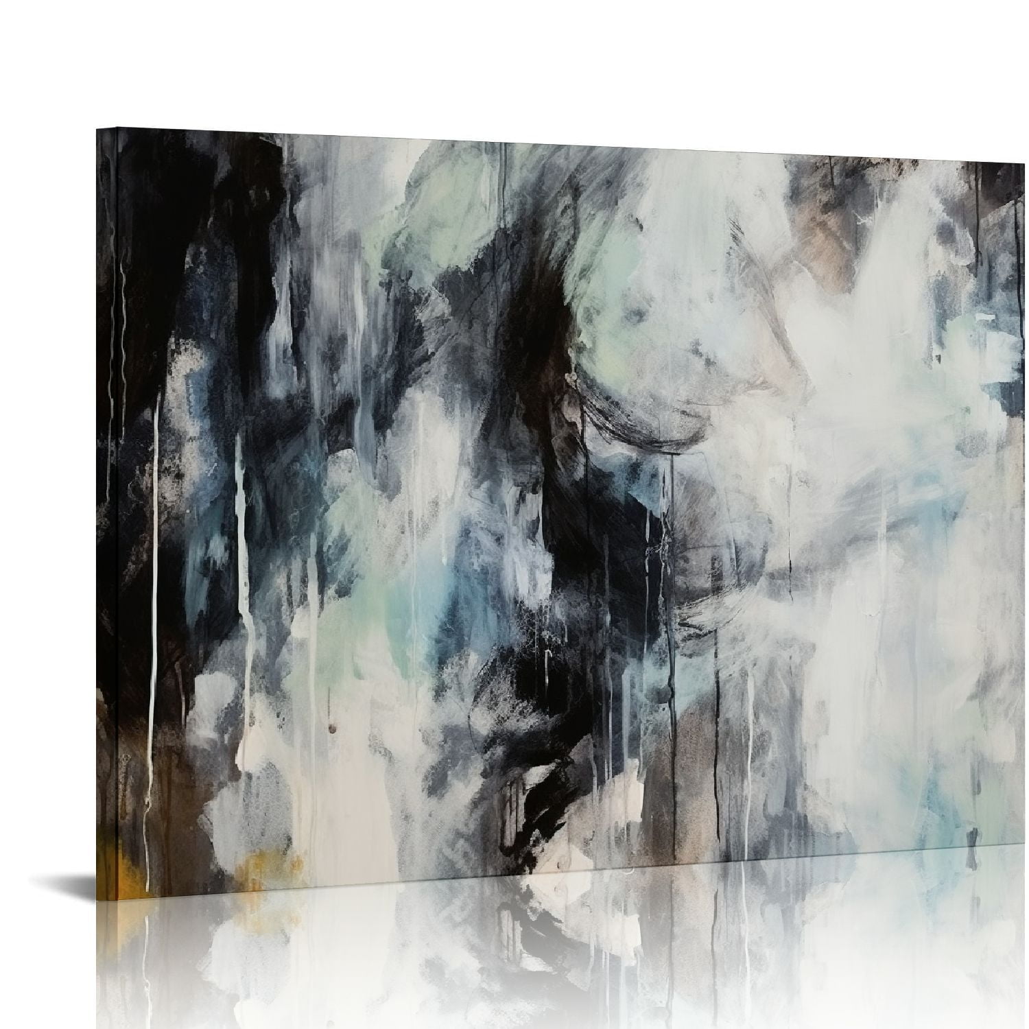 Nawypu Black Gray Abstract Wall Art - Abstract Canvas Pictures for Wall ...