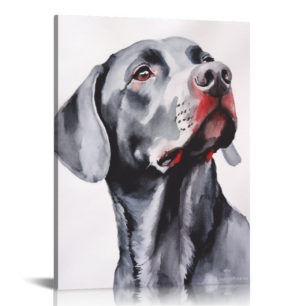 Nawypu Black Labrador Dog Pet Animal Watercolor Painting Canvas Wall ...