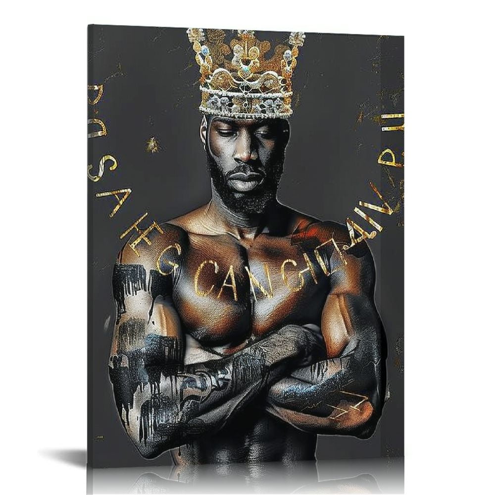 Nawypu Black Man Wall Art African American Man Poster Black Men I Am Empowered King Painting ...
