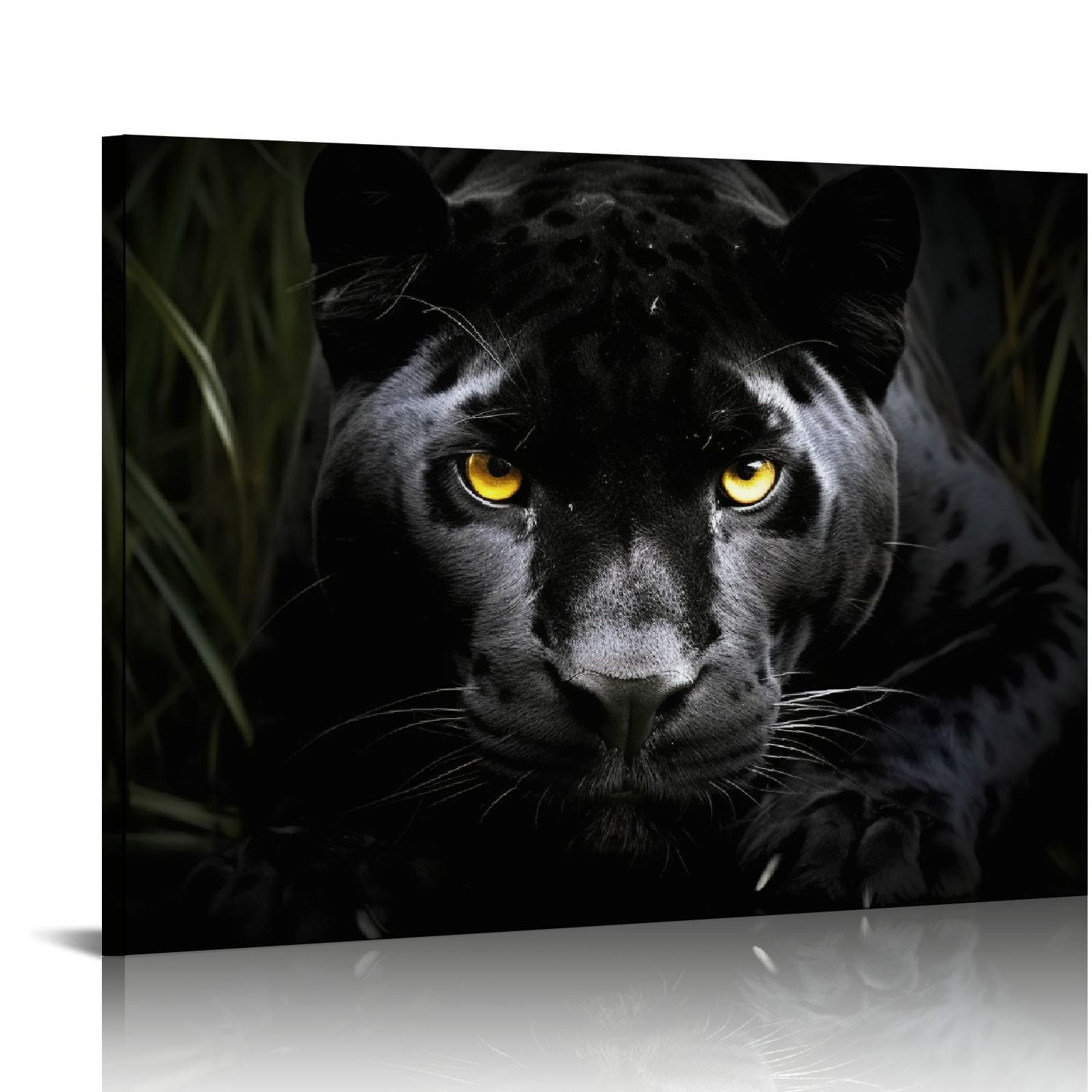 Nawypu Black Panther Canvas Wall Art Black and White Animal Painting ...