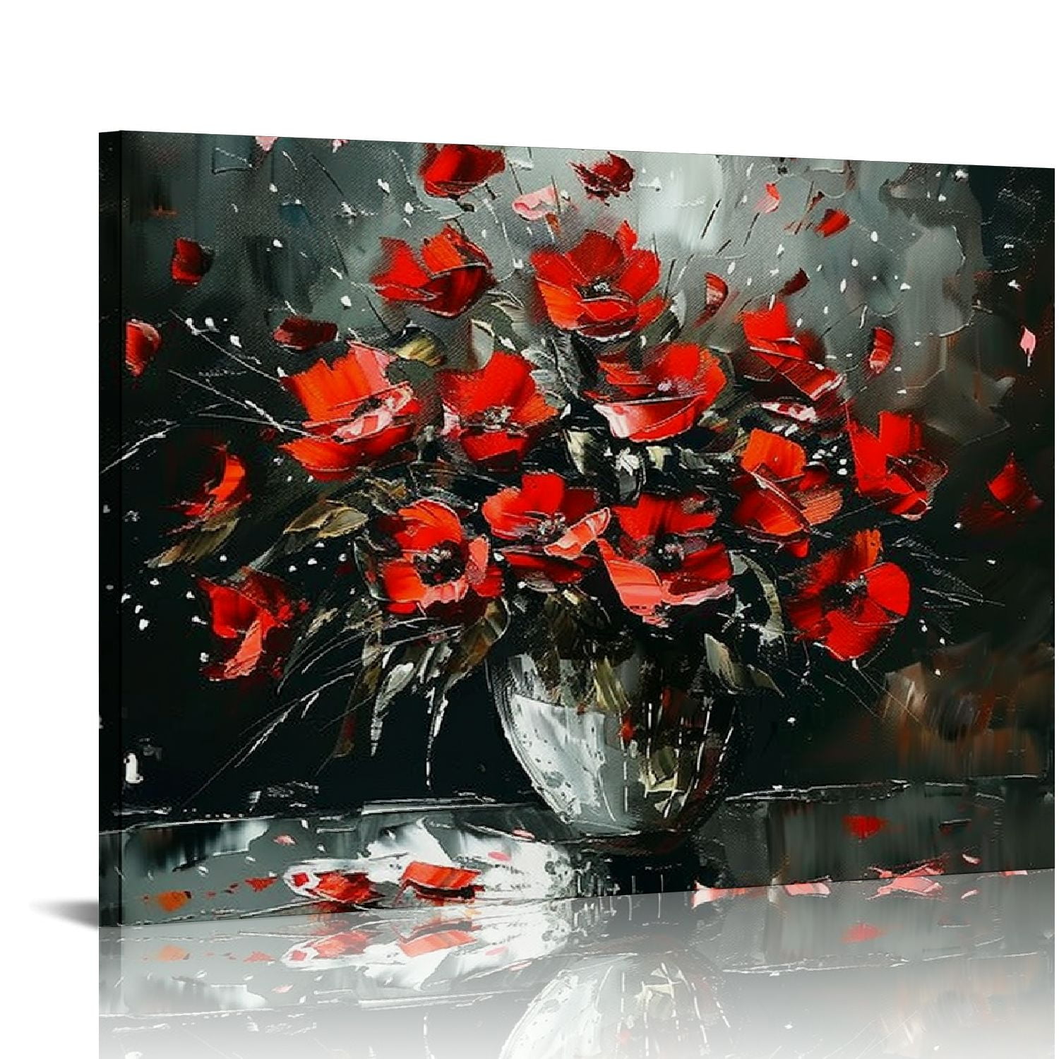 Nawypu Black and Red Roses Posters Bright Flower Pictures Red Flower ...